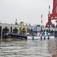 China Diesel Power Cutter Suction Dredger 8m Dredging Depth 100cm Draught for sale