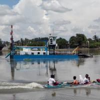 China Diesel Power Cutter Suction Dredger 8m Dredging Depth 100cm Draught for sale