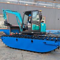 China KEDA Amphibious Excavator 10m Pontoon Undercarriage Hydraulic System for Marshland Dredging for sale