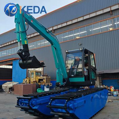 China KEDA Amphibious Excavator 10m Pontoon Undercarriage Hydraulic System for Marshland Dredging for sale
