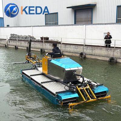 China Floating Crawler Amphibious Weed Harvester 258x9500mm Track Aluminum Body Stern Drive Engine for Algae Removal for sale