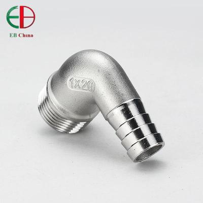 China EB 304 316L Stainless Steel Plated Low 90 Degree Female Thread Barbed Elbow Hose Barb Threaded Pipe Fittings Factory Direct for sale