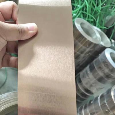 China 10mm Rose Gold Stainless Steel Strip Coil - No. 4 Hairline Finish, AISI DIN BV Certified for Signboards for sale