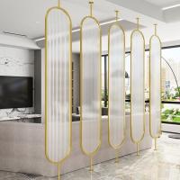 China Oval Gold Stainless Steel Screen Partition 500×3000mm with Moru Glass - 304/316 Grade PVD Coated for sale