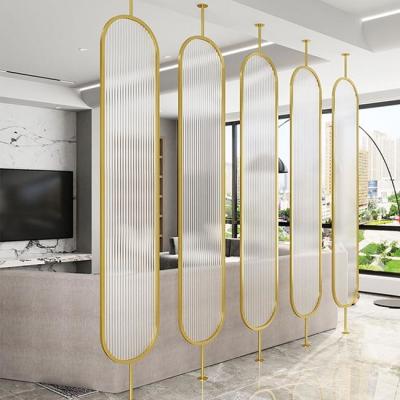 China Oval Gold Stainless Steel Screen Partition 500×3000mm with Moru Glass - 304/316 Grade PVD Coated for sale