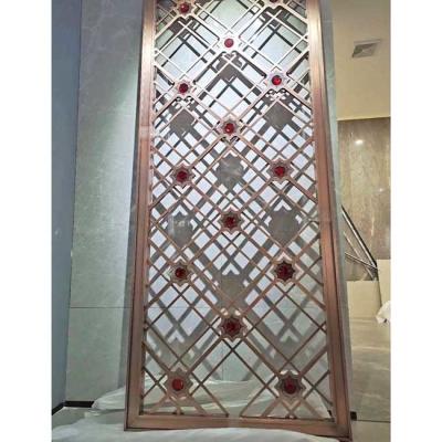 China 3.3m Stainless Steel Screen Partition Red Bronze AISI 316 - 500x3000mm Laser Cut Hollow Pattern for sale