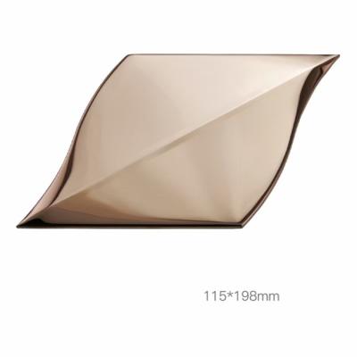 China GB SUS304 Leaf Shaped Mosaic Tiles 115x198mm Gold Metallic Backsplash with Bead Blasted Finish for sale