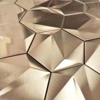 China 304 Stainless Steel 3D Hexagon Mosaic Tiles - 305x305mm Rose Gold Sapphire Blue PVD Finish for sale