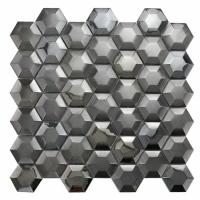 China 3D Hexagon Stainless Steel Mosaic Tiles 298x315mm Mirror Hairline Finish PVD Colored Rustproof for sale