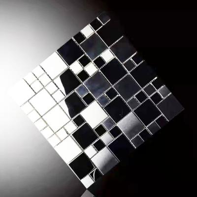 China 30x30cm Square Black Stainless Steel Mosaic Tile - 304/201 Grade PVD Coated Metal Backsplash for sale