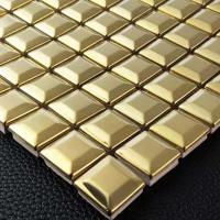 China Small Cube Gold PVD Stainless Steel Mosaic Tiles 30.5x30.5cm for Wall Decoration - 304/201 Grade with 10-Year Color Guarantee for sale