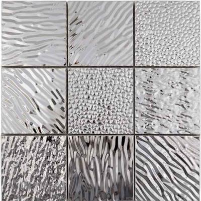 China Embossed Stainless Steel Mosaic Tiles 300x300mm with PVD Coating for Kitchen and Commercial Walls for sale