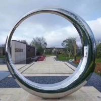 China Mirror Gold Titanium Stainless Steel Moon Sculpture for Landmark Decoration for sale