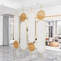 China ODM Decorative Metal Partition Screen 400x2800mm Gold Stainless Steel with Art Glass - Hairline Finish for sale