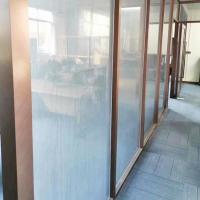 China SUS201 Red Copper Hairline Stainless Steel Room Divider 500x2800mm with Art Glass for Commercial Interiors for sale