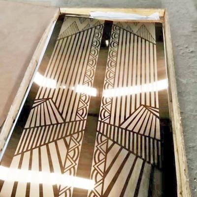 China Custom Etched Mirror 8K Gold Color Stainless Steel Sheet for Elevator for sale