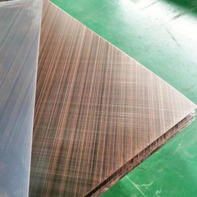 China Cross Hairline Antique Copper Color Stainless Steel Sheet 304 1219x2438mm for Interior Design for sale