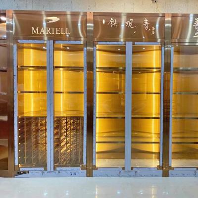 China SUS 304 Brass Color Stainless Steel Wine Cabinet - Custom Dimensions with 25-40 Day Lead Time for sale