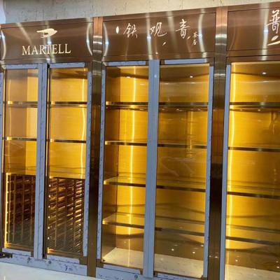 China Custom Glass Door Luxury Wine Cabinet 110V 220V Multi Zone Compressor Refrigerator for sale