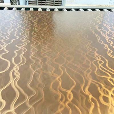 China Laser Curved Corrugated 304 Stainless Steel Sheet 1219×2438mm PVD Brass Color Decorative Panels for sale