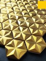 China Hexagonal Metal Mosaic Tiles 48mm x 55mm in Gold Finish for Bathroom Wall Decoration for sale