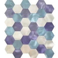 China Hexagon Metal Mosaic Decorative Wall Tiles 48x48mm Black White Mixed 304 Stainless Steel for sale