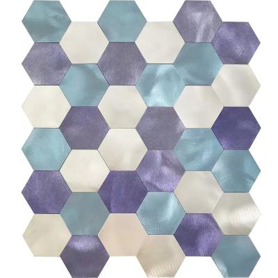 China Hexagon Metal Mosaic Decorative Wall Tiles 48x48mm Black White Mixed 304 Stainless Steel for sale