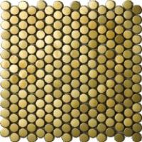 China Gold Round Mirror Hairline Metal Mosaic Tile 20 Circles 304 Stainless Steel Wall Decor for sale
