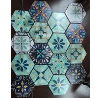 China Custom Pattern Aluminum Mosaic Tile 300x300mm Hexagon Inkjet Print Wall Decoration for sale
