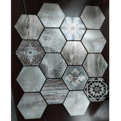 China Custom Pattern Aluminum Mosaic Tile 300x300mm for Wall Decoration Inkjet Printing Hexagon for sale