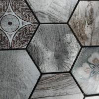 China Mosaic Hexagon Black Gray Stone Mosaic Tile For Bathroom Backsplash for sale