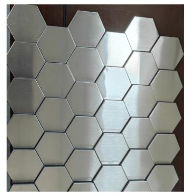 China Stainless Steel Mosaic Tile 300x300mm Hairline Brushed Hexagon for Wall Decoration for sale