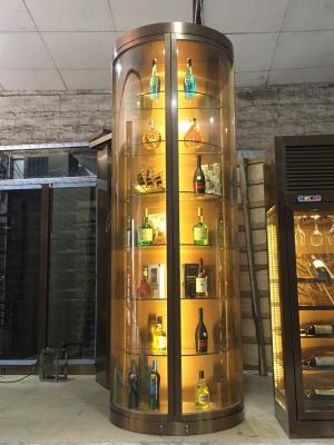 China Custom Hairline Bronze Gold Stainless Steel Wine Cabinet 110/220V 250W for sale