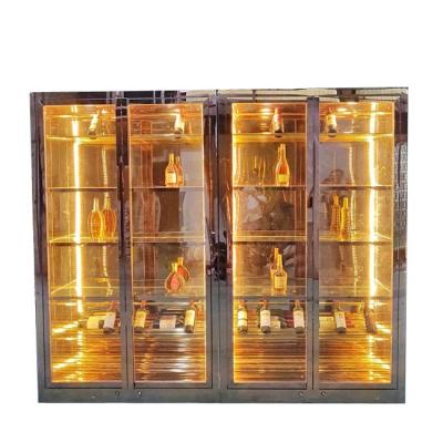 China Custom Stainless Steel Wine Cabinet 110V 220V Glass Door Multi Zone Compressor Refrigerator for Restaurant Hotel for sale