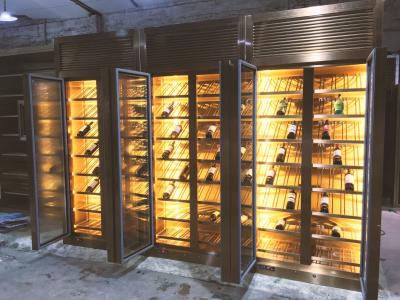 China Custom Colored Stainless Steel Wine Cabinet 110/220V Multi-Zone Compressor Refrigerator for sale