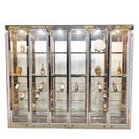China Luxury Multilayer Glass Door Stainless Steel Wine Cabinet 250W 110/220V Custom Size for sale