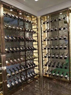 China Custom Stainless Steel Wine Cabinet 110V 220V Multilayer Glass Door Wine Rack for sale