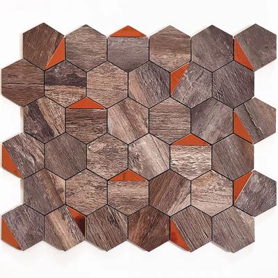 China ASTM 304 Stainless Steel Mosaic Tile 300x300mm Hexagonal Inkjet Design for Wall Decoration for sale