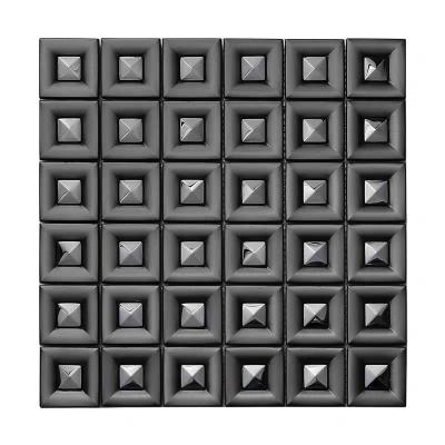 China 304 Stainless Steel Mosaic Tile 300x300mm Black Square Decorative Wall Tile for Living Room TV Background for sale