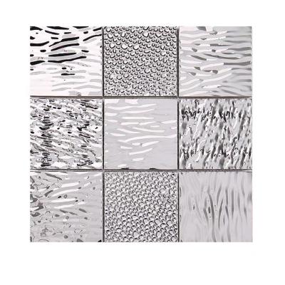 China Nordic Style Stainless Steel Mosaic Tile 300x300mm for Living Room Bathroom Wall Decoration for sale