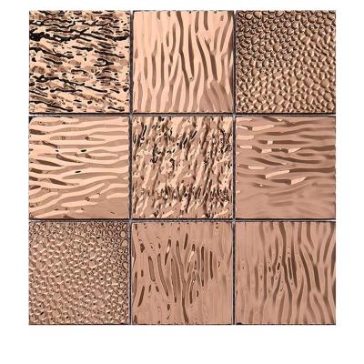 China Rose Gold Spiral Pattern Stainless Steel Mosaic Tile 98x98mm for Wall Decor for sale