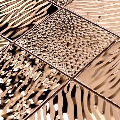 China Stainless Steel Mosaic Pebble Tile 304 Grade 0.3mm Thickness Decorative Wall Tile for sale