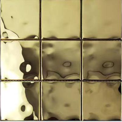 China Colored Water Wave Stainless Steel Mosaic Tile 300x300mm for Wall Decoration for sale