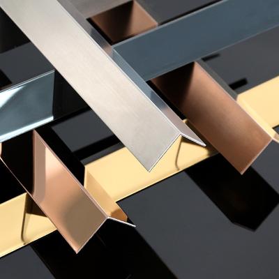 China PVD Coated Stainless Steel L Channel Trim 0.6mm 1.0mm for Glass Partition for sale