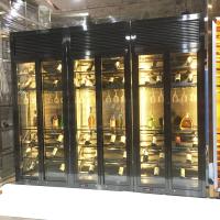 China Custom Size Colored Stainless Steel Wine Cabinet 110/220V 250W Multi-Zone Compressor Refrigerator for sale