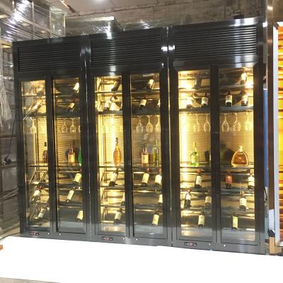 China Custom Size Colored Stainless Steel Wine Cabinet 110/220V 250W Multi-Zone Compressor Refrigerator for sale