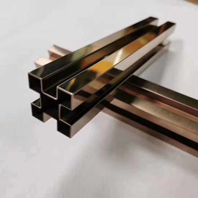 China 430 Stainless Steel U-Shape Trim Strip 10x2438mm Gold Color Wall Edge Trimming for sale
