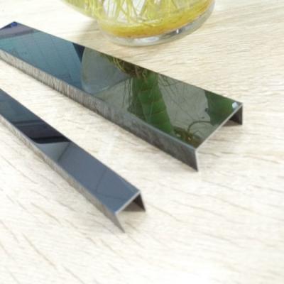 China AISI 201 304 Black Mirror Polished Stainless Steel Tile Trim Line 10mm 20mm for sale