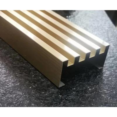 China 304 Rose Gold Color Bronze Vibration Antique Patterned Stainless Steel Trim For Wall Cladding Panel for sale
