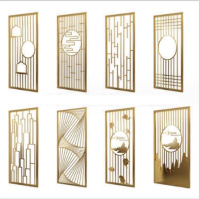 China Custom Stainless Steel Screen Partition 304 Grade Hotel Entrance Door Background Wall PVD Colored for sale